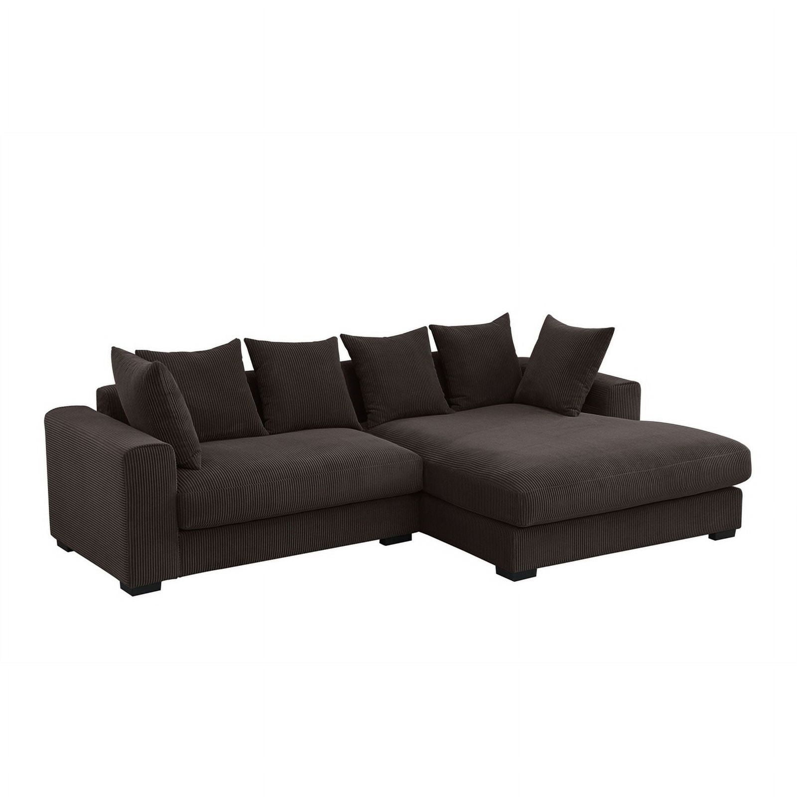 3 - Piece Upholstered Corduroy Sectional Sofa With Chaise-Brown ...