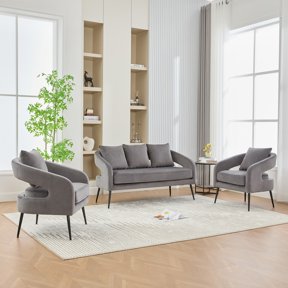 GDF Studio Alton French Country Fabric Upholstered Loveseat, Charcoal ...