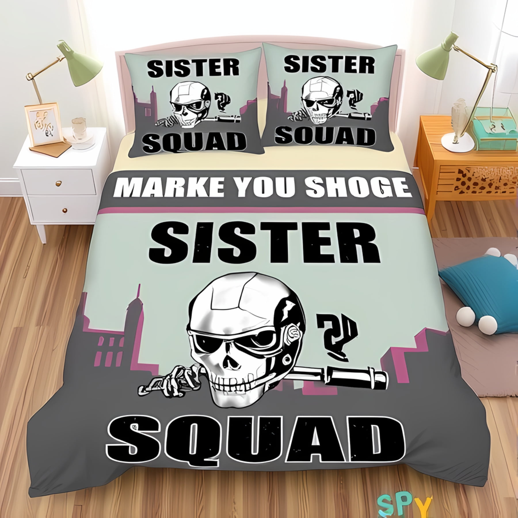 3-Piece Urban Themed Duvet Cover Set with Bold Typography & Vibrant ...