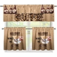 3 Piece Valance Cafe Kitchen Window Curtains Over Sink Brown Elf Coffee ...