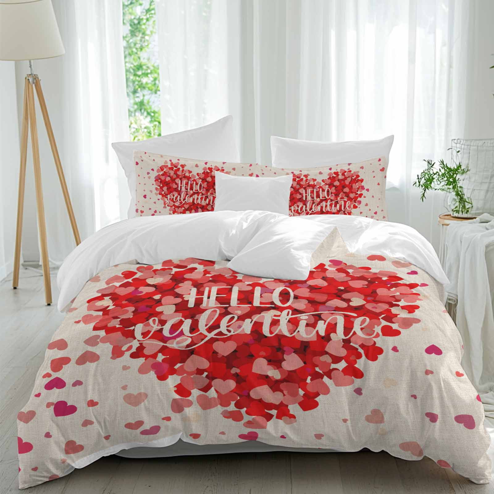 3 Piece Valentine's, Duvet Cover Set Full Size, Microfiber Comforter ...