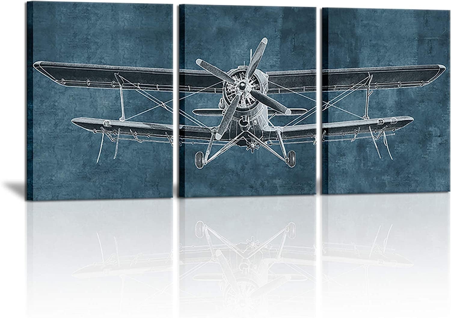 3 Piece Vintage Airplane Canvas Painting Plane Poster Wall Decor ...
