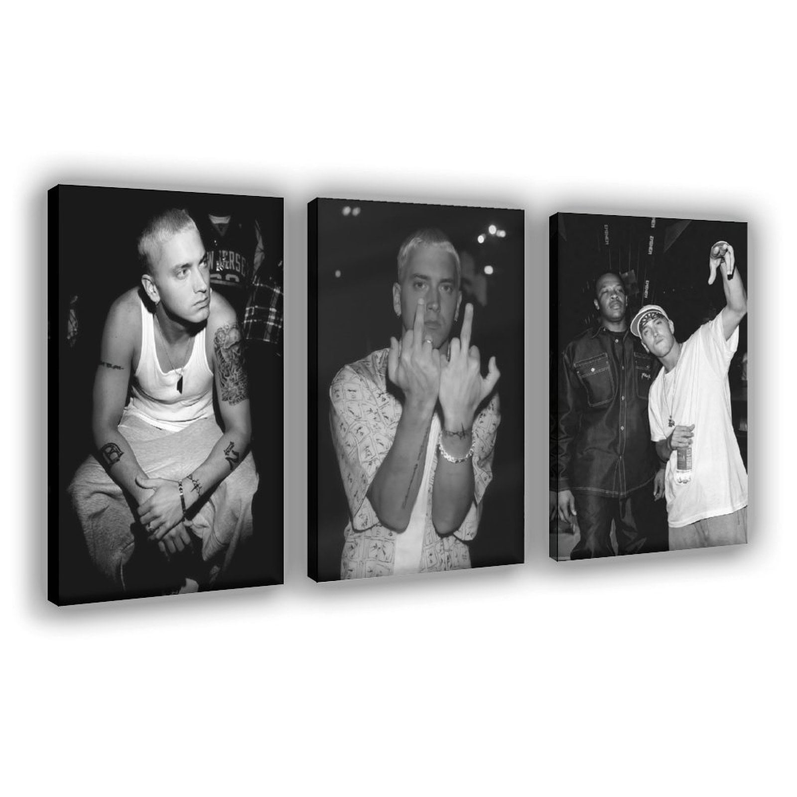 3-Piece Vintage Eminem Canvas Set Black & White Rap Posters for Men's ...