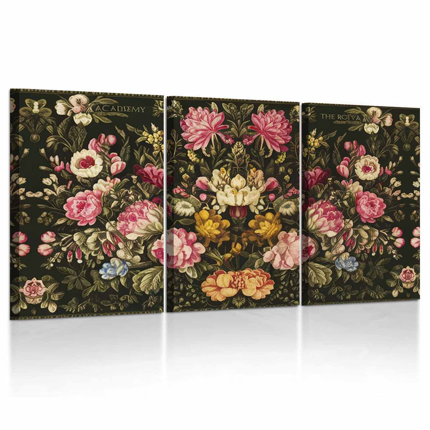 3 Piece Vintage Floral Canvas Wall Art Print, Abstract Modern Aesthetic ...