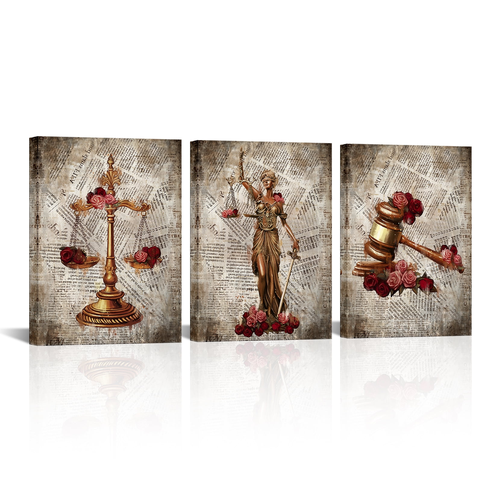 3 Piece Vintage Legal Canvas Wall Art Law Firm Scales Justice Hammer ...