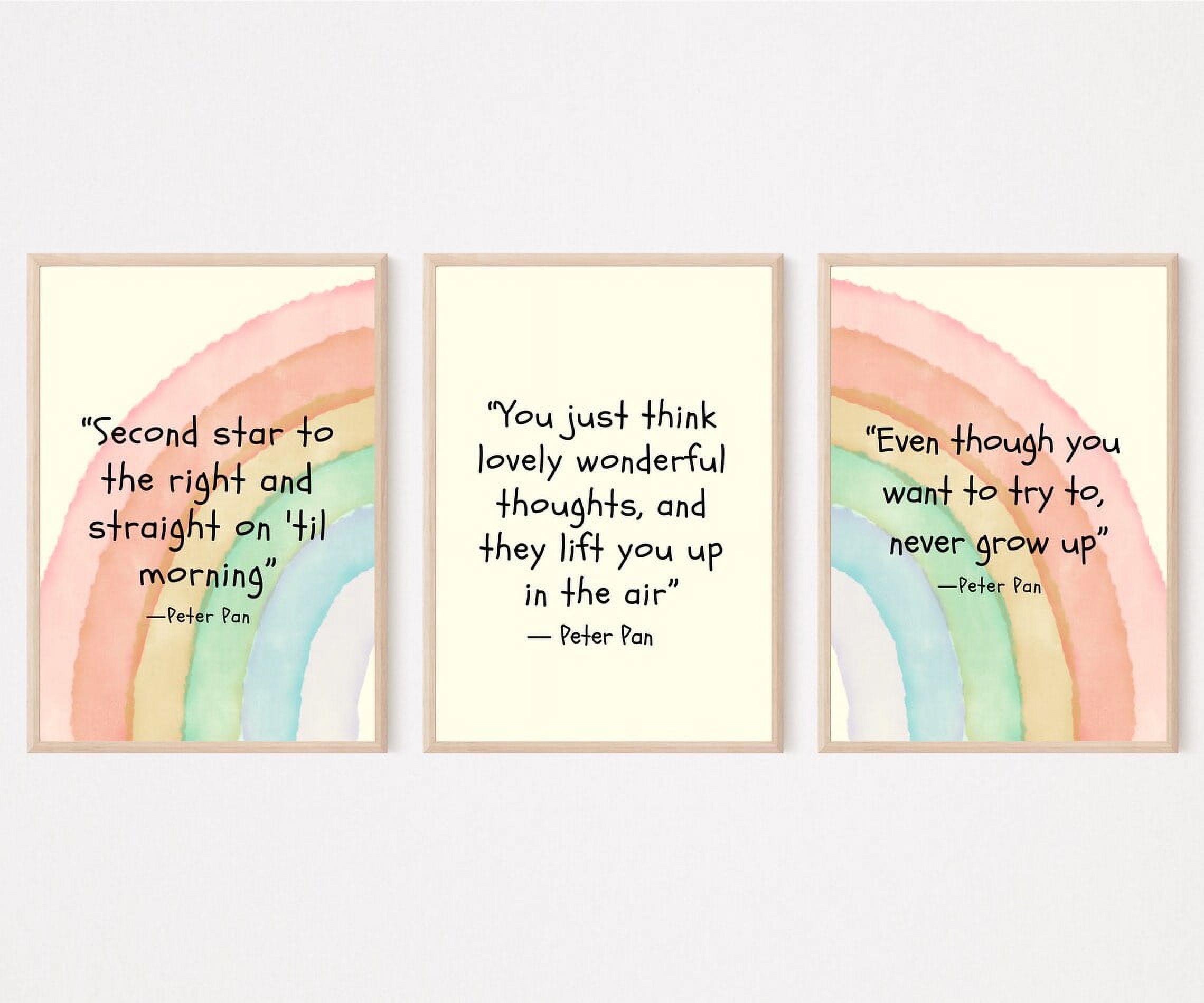 3 Piece Wall Art, Rainbow, Pastel Colors, JM Barrie, Watercolor ...