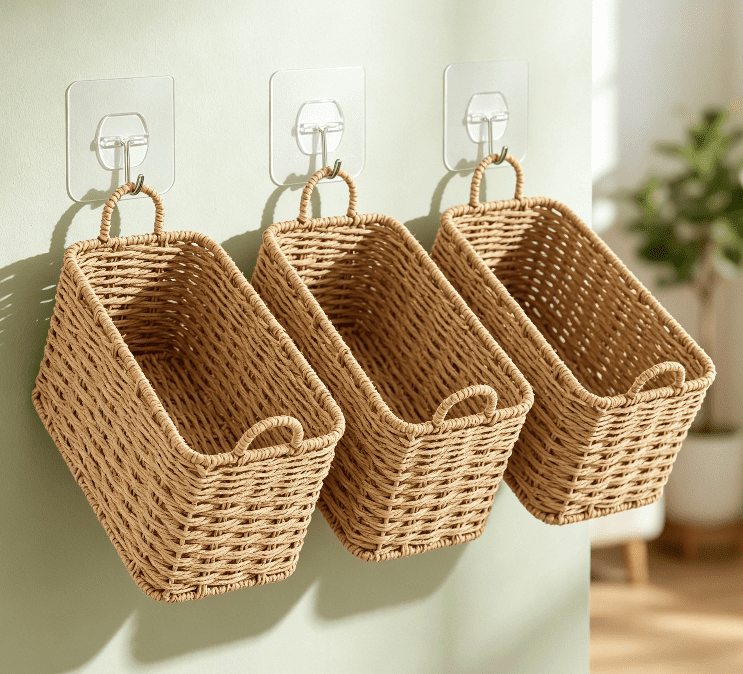 3 Piece Wall Hanging Baskets for Organizing Paper Rope Woven Baskets ...