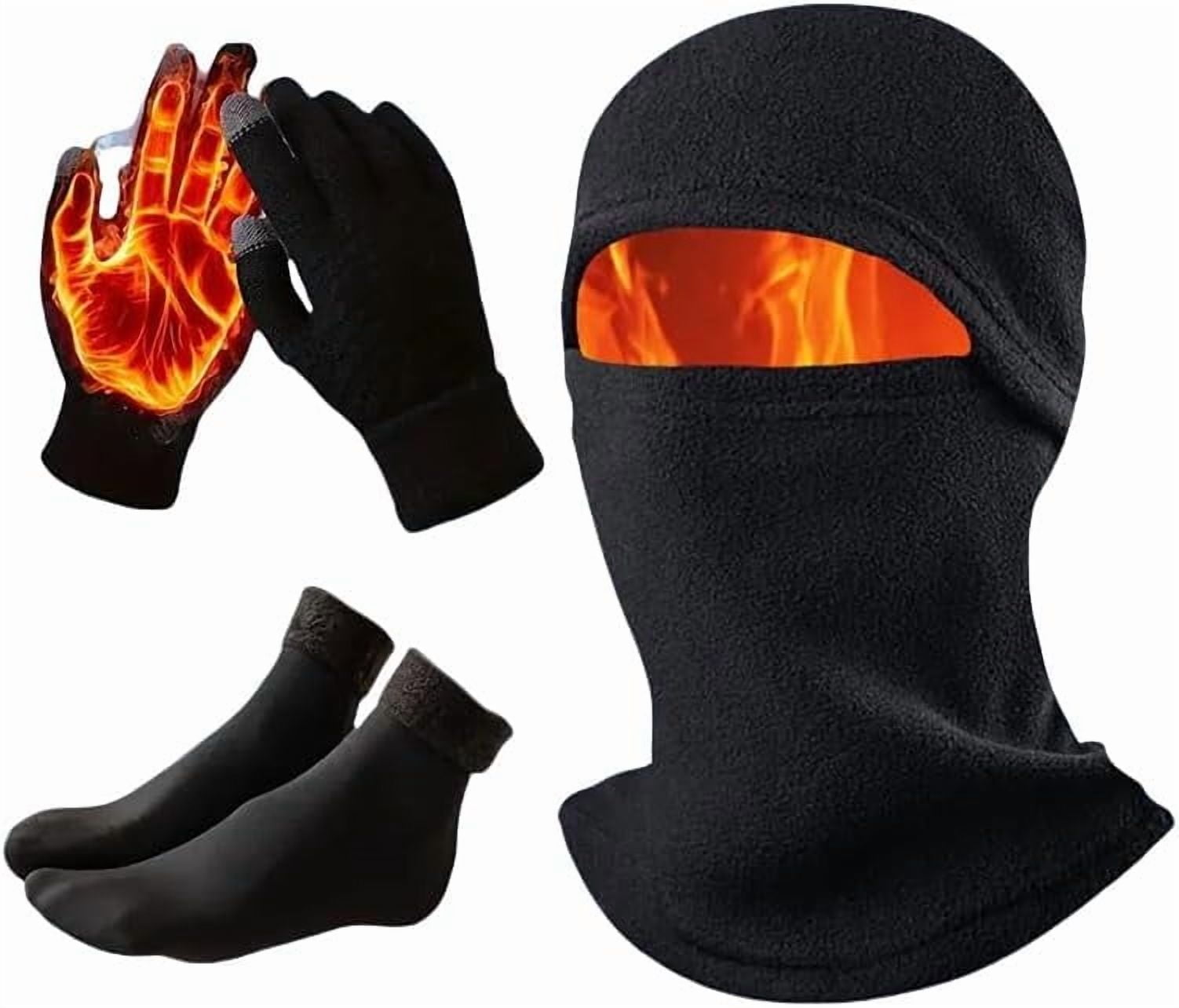 3-Piece Warm Winter Set Windproof and Warm Knitted Balakla Hat Cycling ...