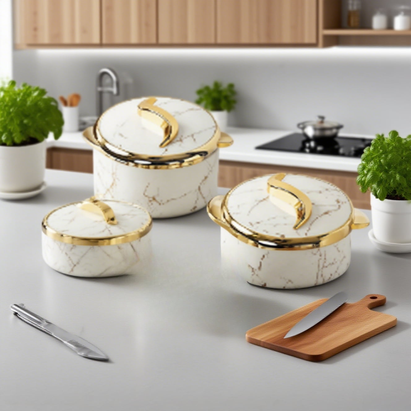 3-Piece Warmer Set – Insulated Stainless Steel Thermal Casserole Dishes ...