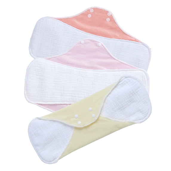 3 Piece Washable Cotton Gauze Sanitary Pads Breathable Reusable Period ...