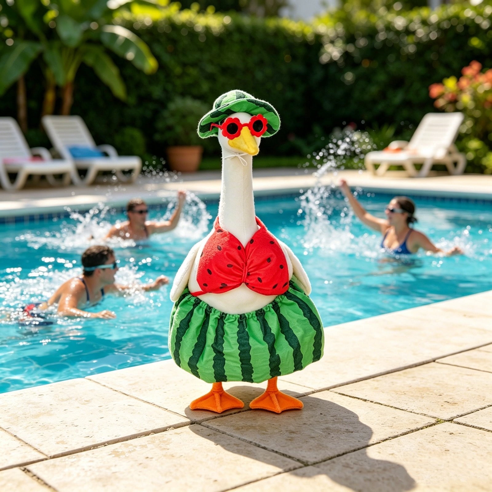 3 Piece Watermelon Themed Porch Goose Outfit Set with Bikini Skirt Hat ...