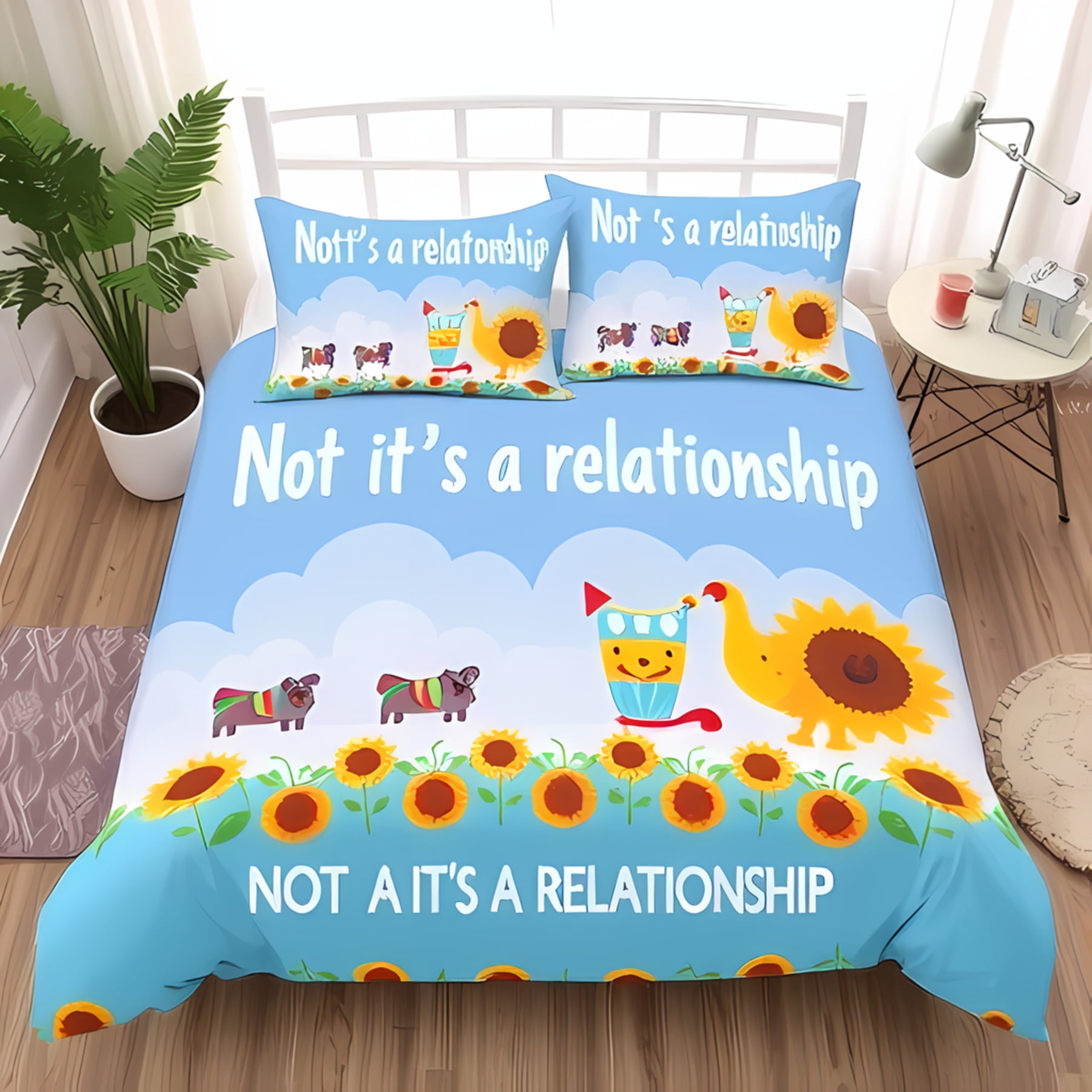 3-Piece Whimsical Duvet Cover Set with Cartoon Farm Animals ...