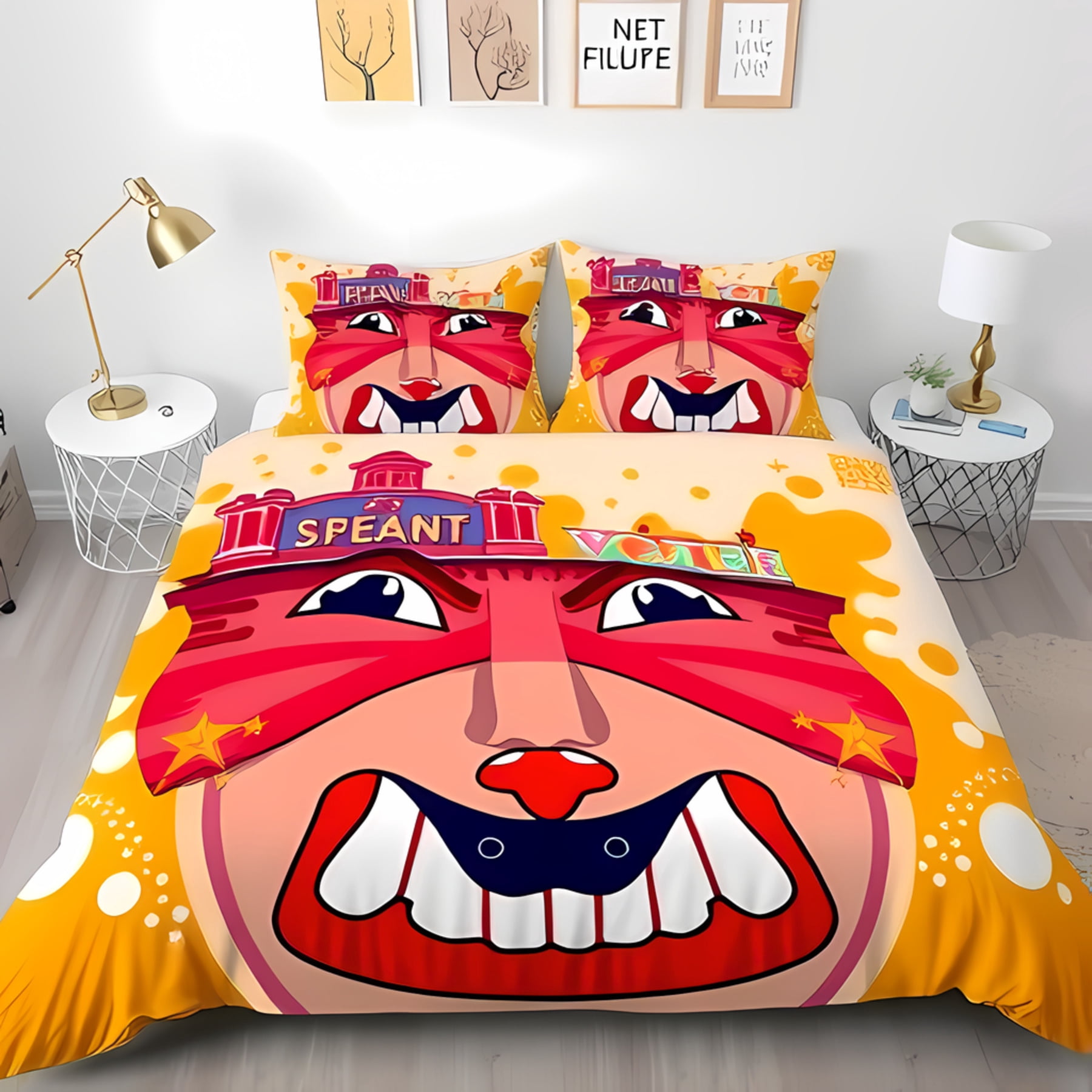 3-Piece Whimsical Duvet Cover Set with Playful Character Design ...