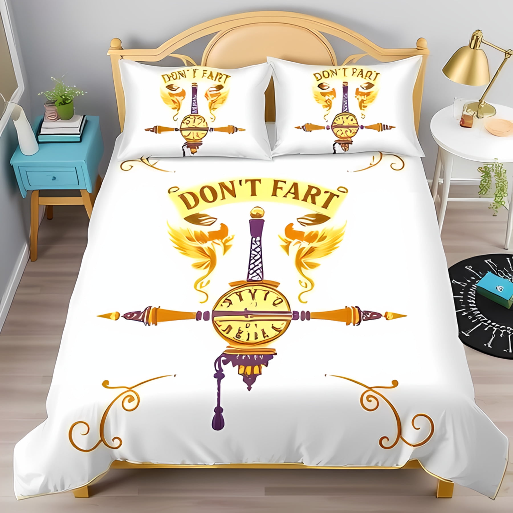 3-Piece Whimsical Duvet Cover Set with Stylized Clock Design " STYLE ...