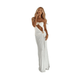3 Piece White Bikini Set with Cover Up Bandeau Bikini and One Shoulder ...