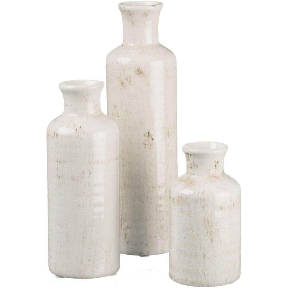 3-Piece White Farmhouse Ceramic Table Top Vase for Home Decor - Walmart.com