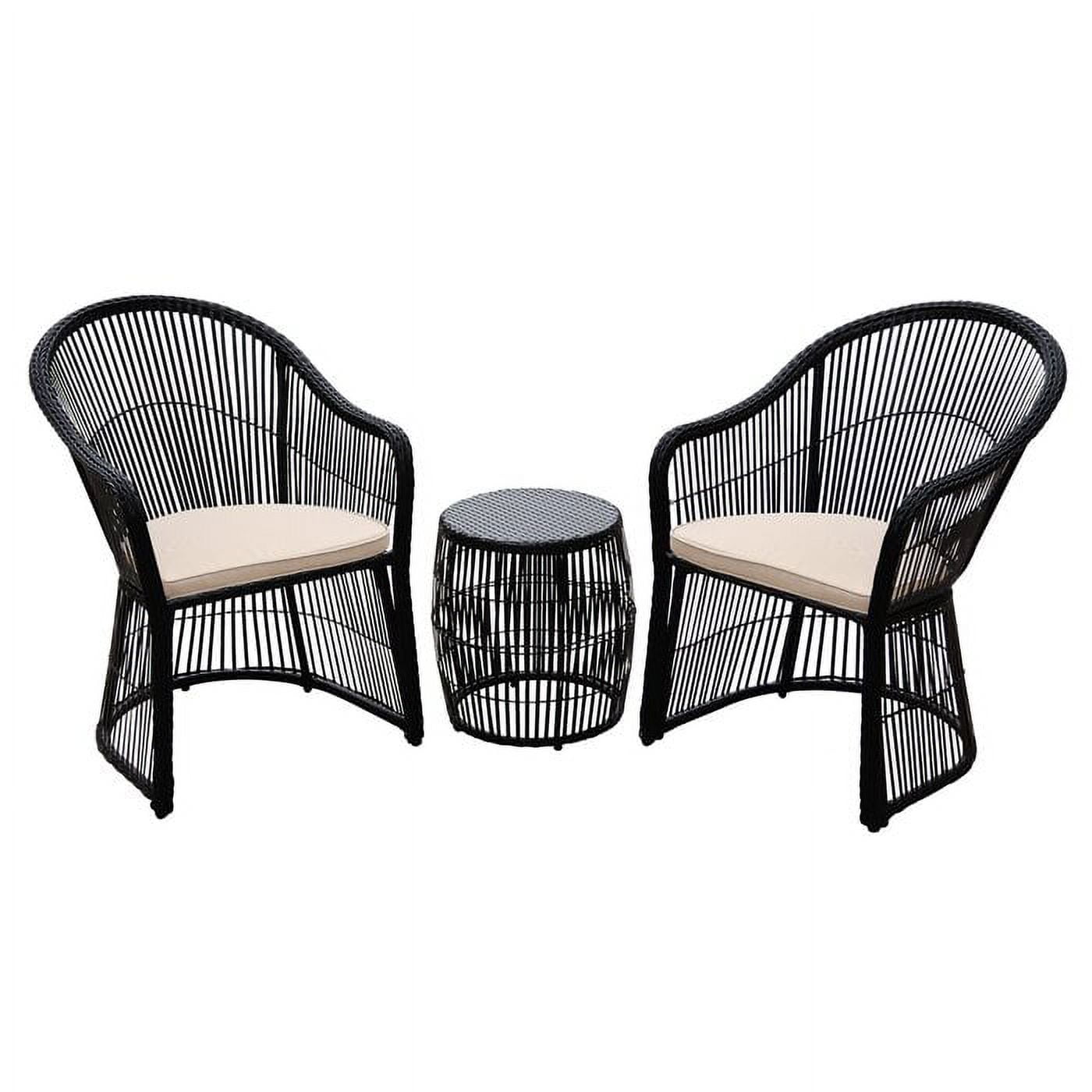 3 Piece Wicker Conversation Set -Black - Walmart.com