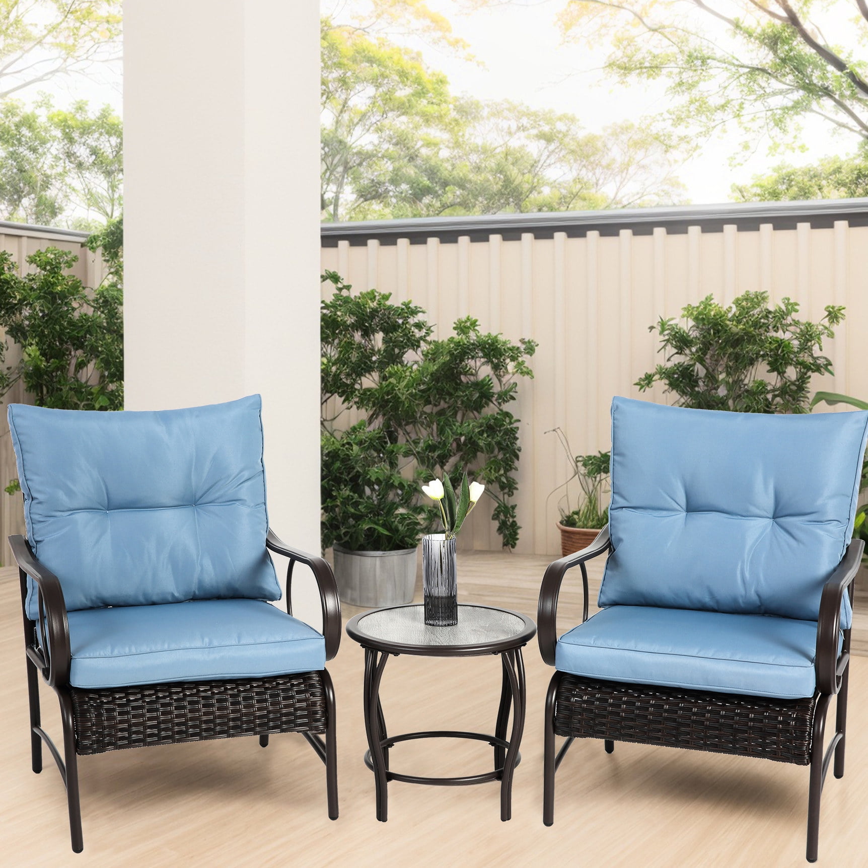 3-Piece Wicker Outdoor Set - Sturdy Frame - Garden Relax - Sit ...