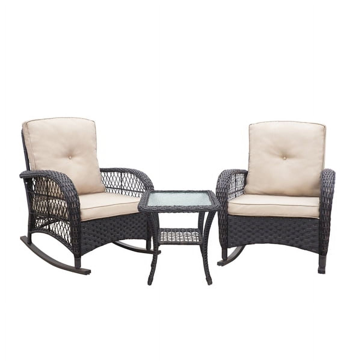 3 Piece Wicker Patio Rocker Sets, Rattan Rocking Furniture Set with ...