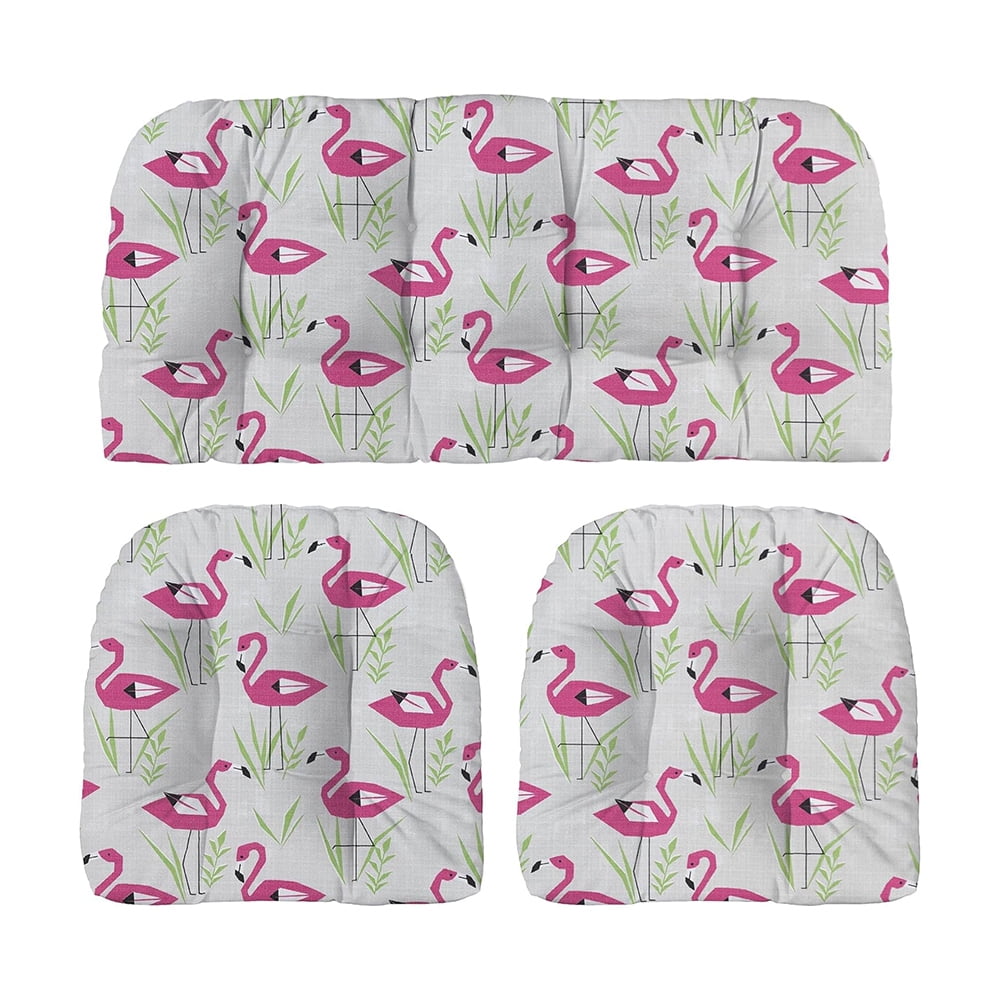 3-Piece Wicker Tufted Cushion Set, 41” x 19" and 19" x 19", All-Weather ...