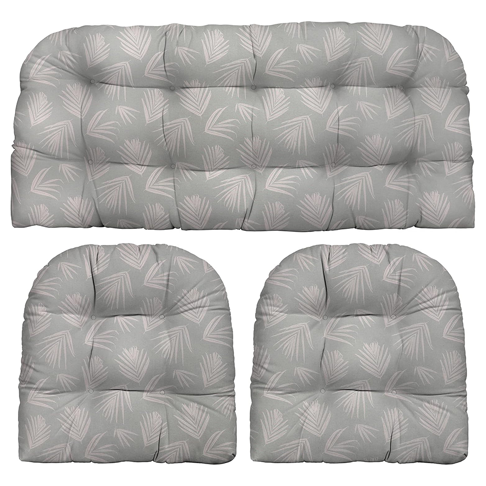 3-Piece Wicker Tufted Cushion Set | 44” x 22" & 22" x 22" | All-Weather ...