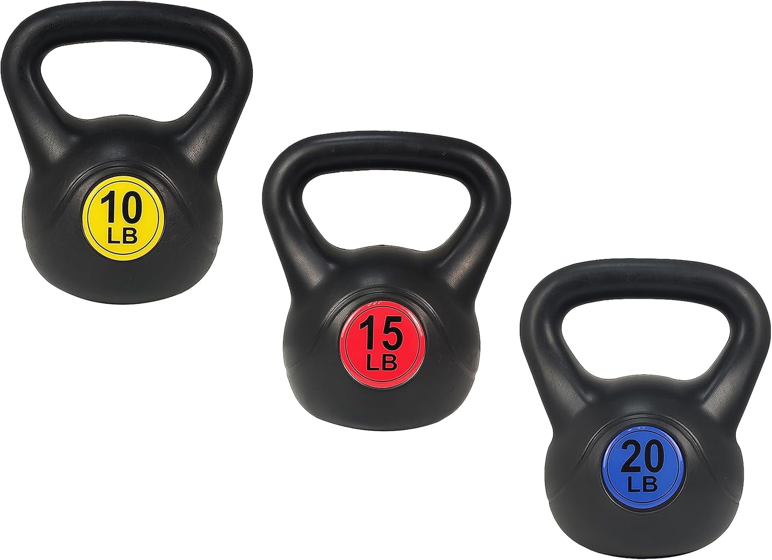 3-Piece Wide Grip Kettlebell Set – Includes 5 lbs, 10 lbs, and 15 lbs ...