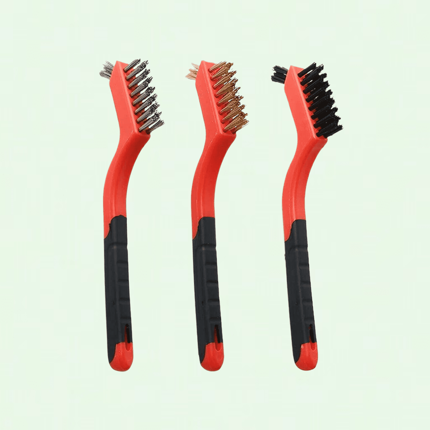3-Piece Wire Brush Set, Brass Nylon Stainless Steel Bristles, Heavy ...