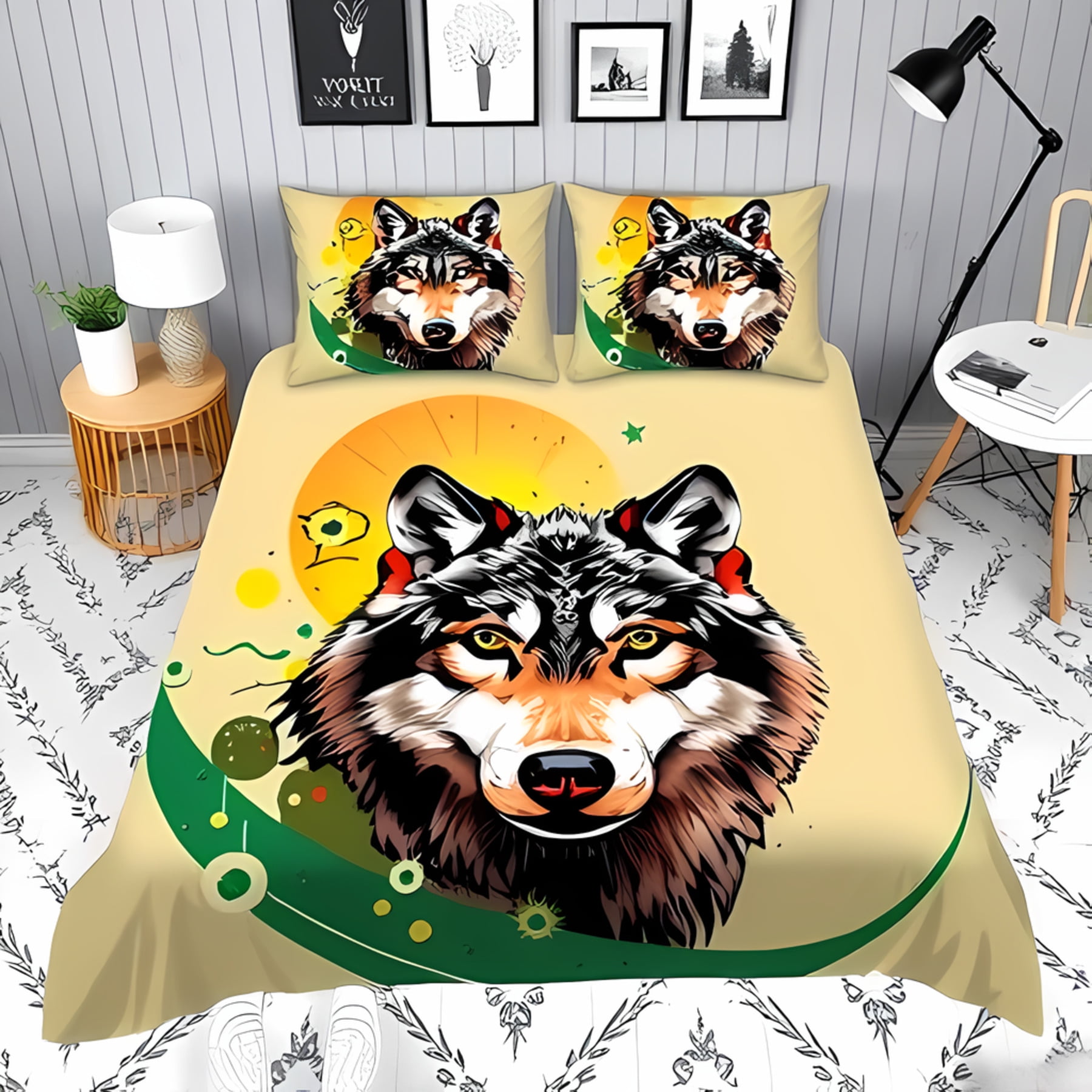 3-Piece Wolf Duvet Cover Set - Fierce Nature Inspired Bedding with ...