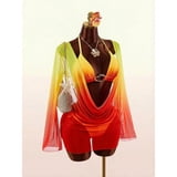 3-Piece Women's Plunging Neck Bikini Set with Sheer Cover-Up - Top ...