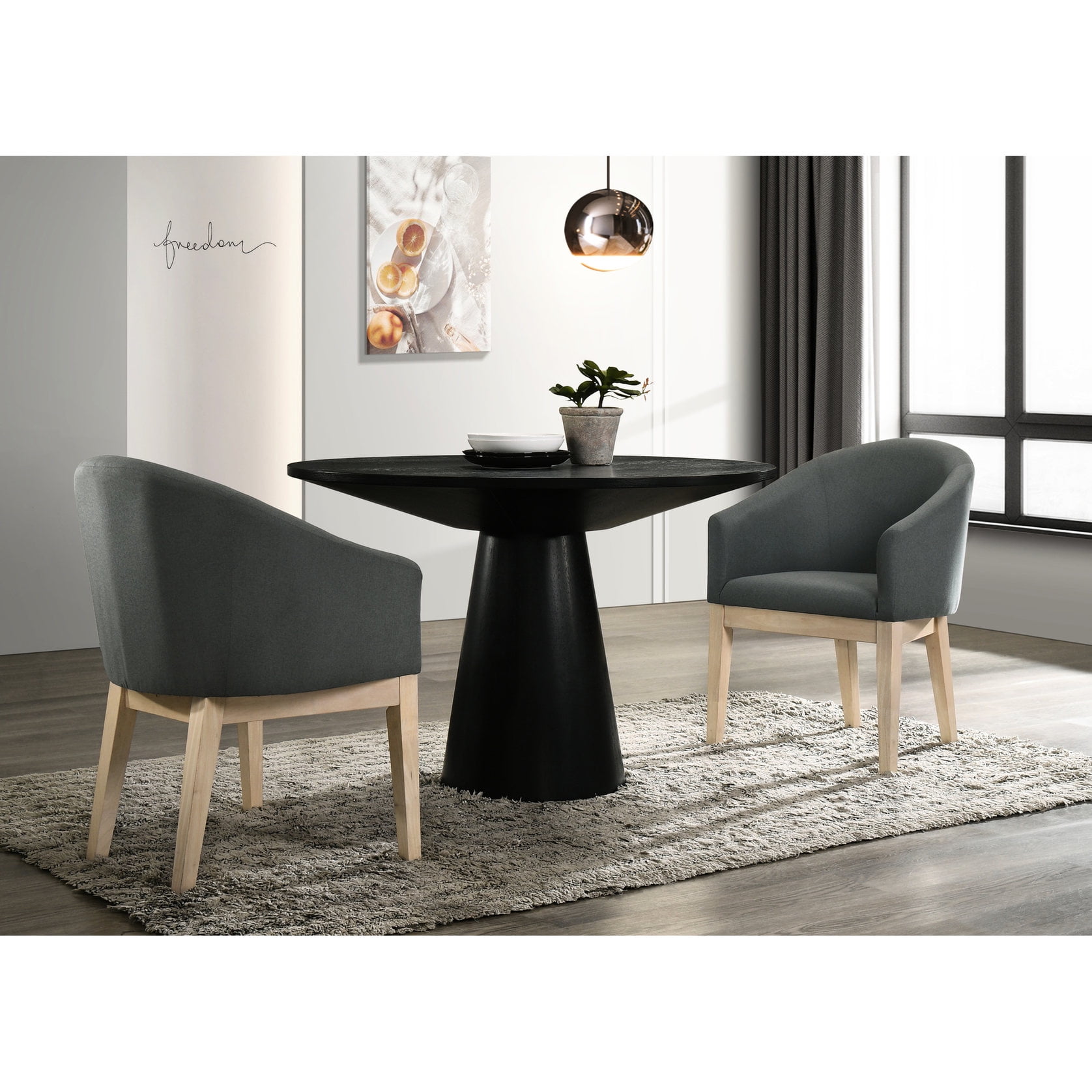 3 Piece Wood Dining Set with Natural Variation / Bring Charm to Dining ...