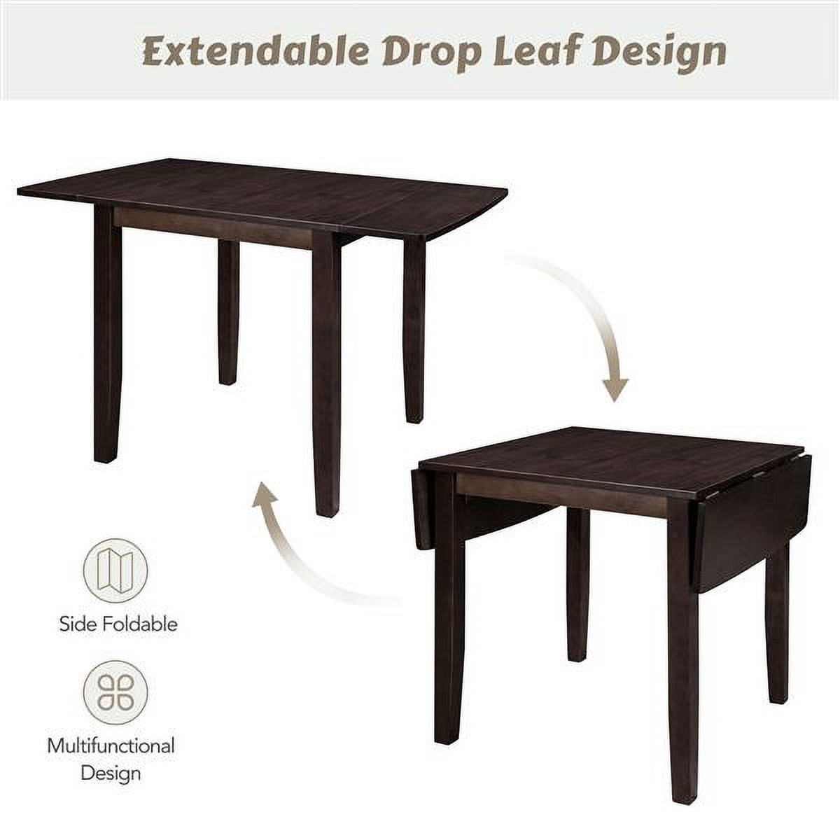3-Piece Wood Drop Leaf Breakfast Nook Dining Table Set with 2 X-Back ...