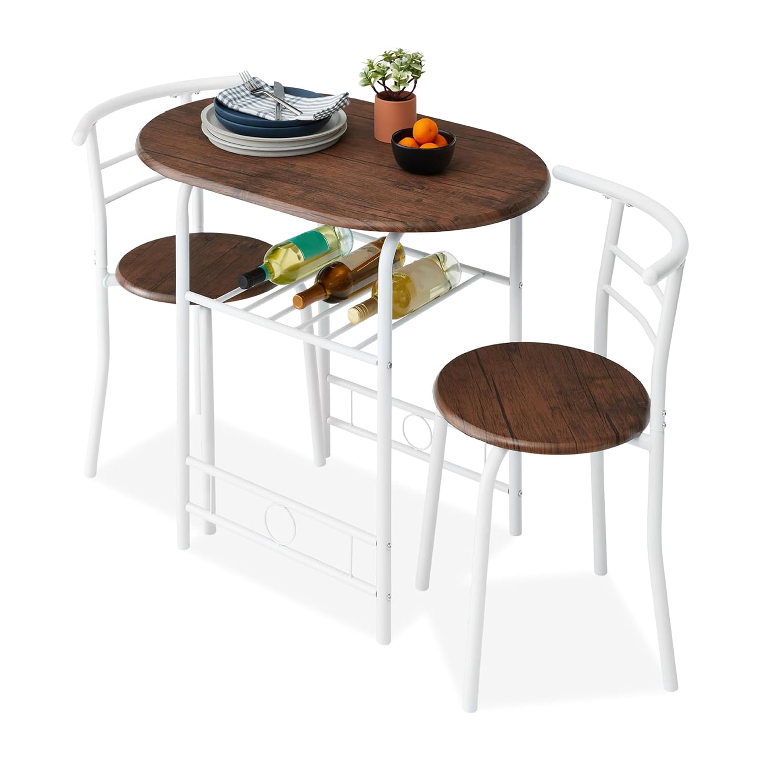 3-Piece Wooden Round Table and Chair Set, Sturdy Table Chair set with ...