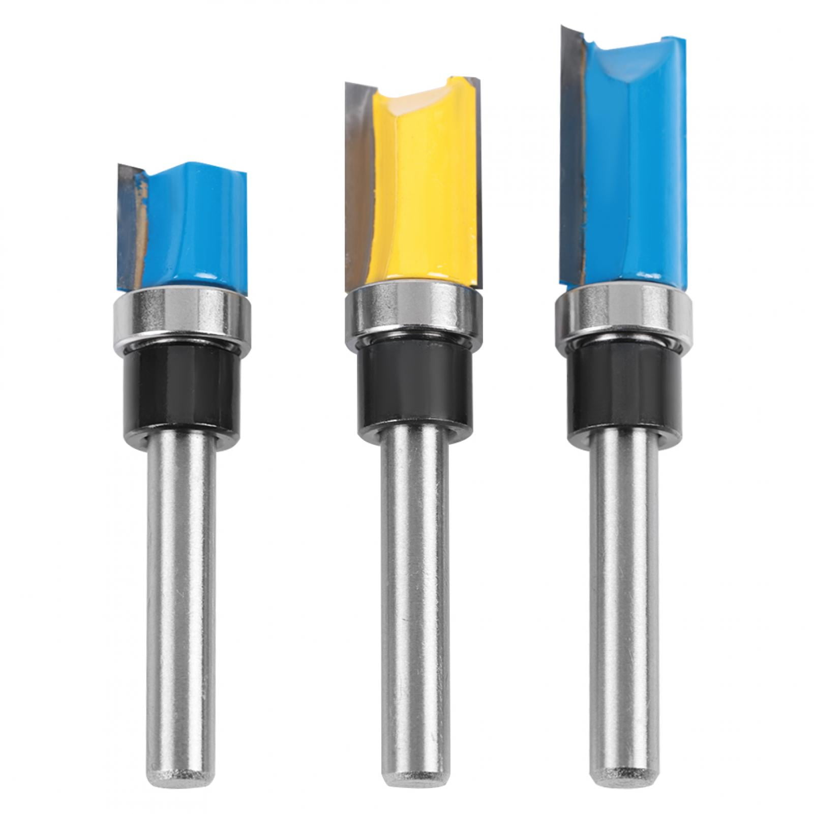 3-Piece Woodworking Router Bit Set - 1/4" Shank for Edge Trimming and ...