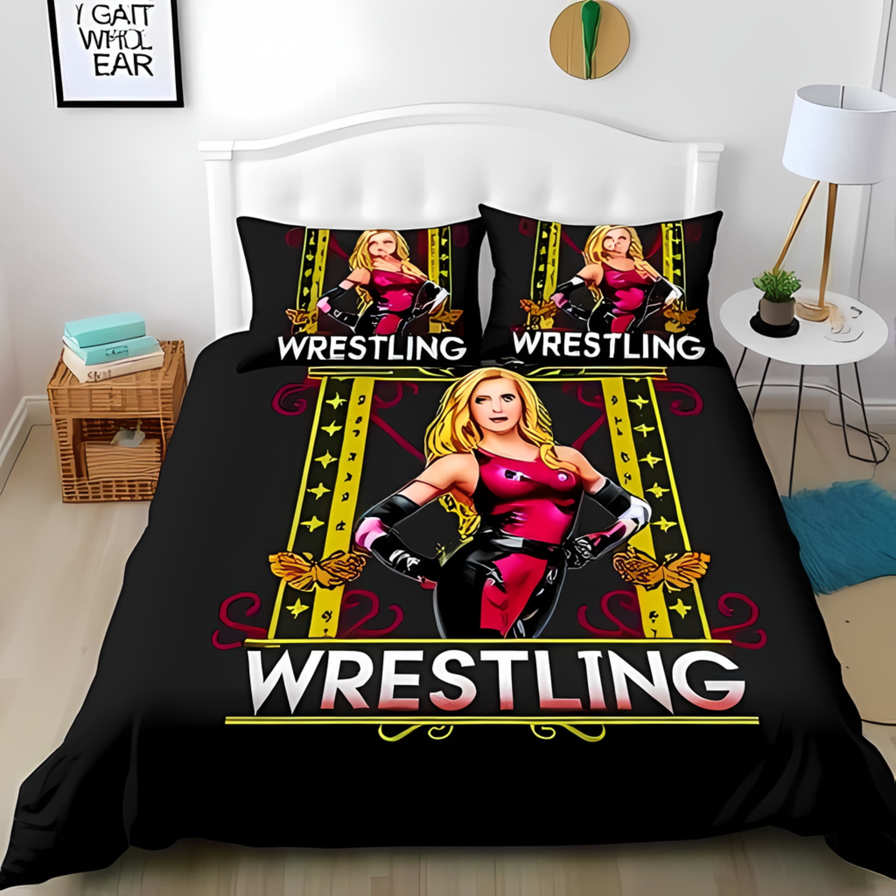 3-Piece Wrestling Themed Duvet Cover Set - Vibrant Comforter with ...