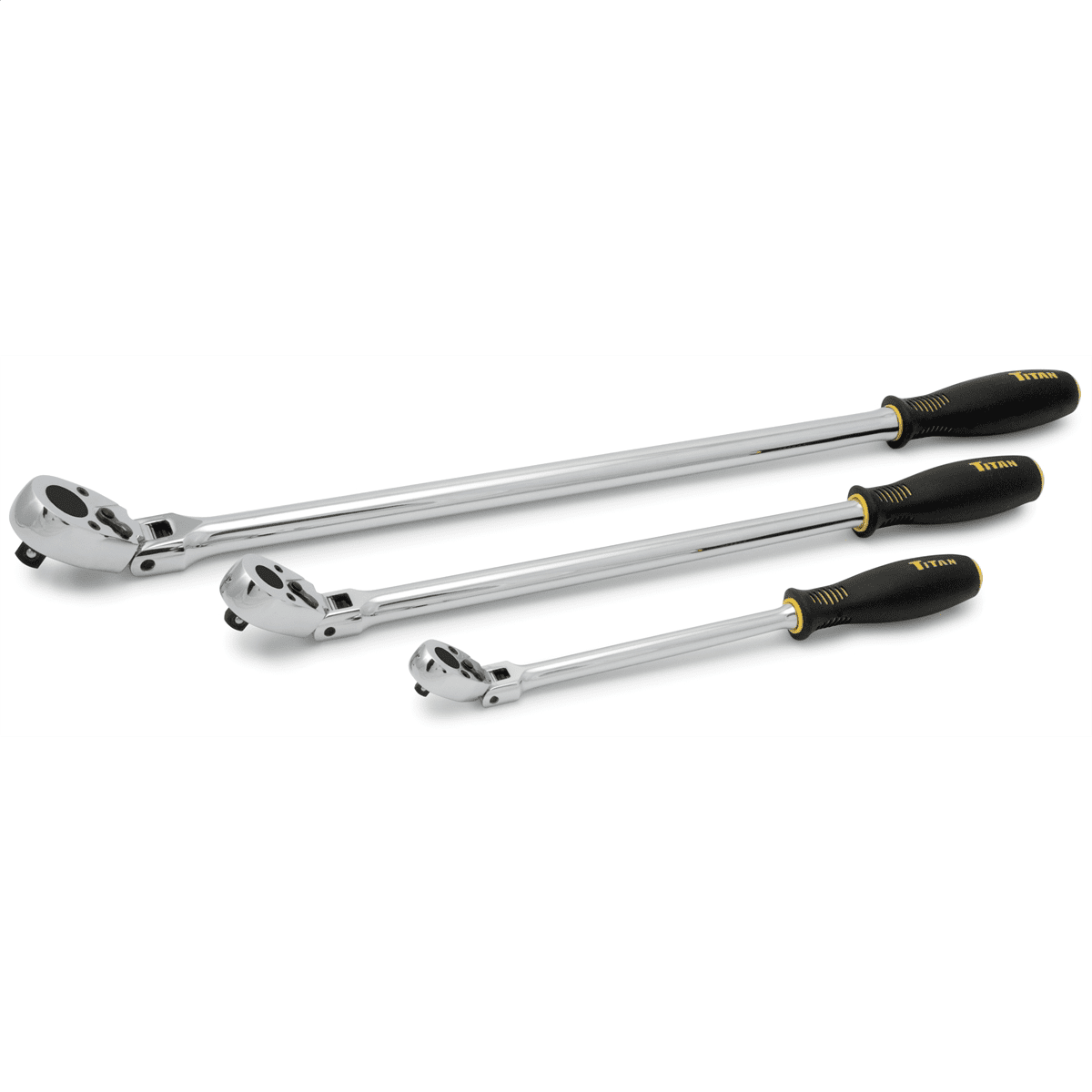 3 Piece Extra Long Flex-Head Ratchet Set with Socket Wrench Gear ...
