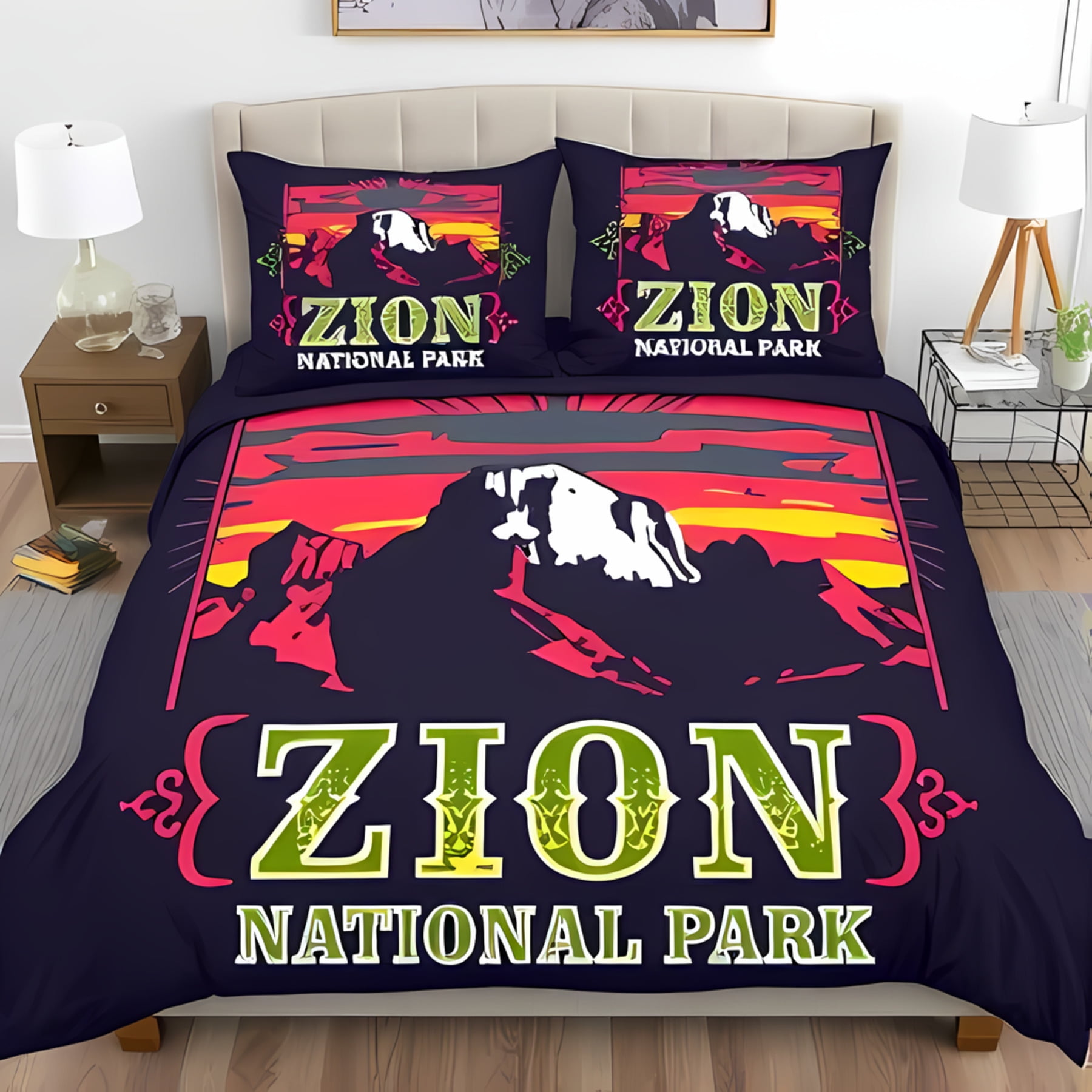 3-Piece Zion National Park Inspired Duvet Cover Set - Vibrant Landscape ...