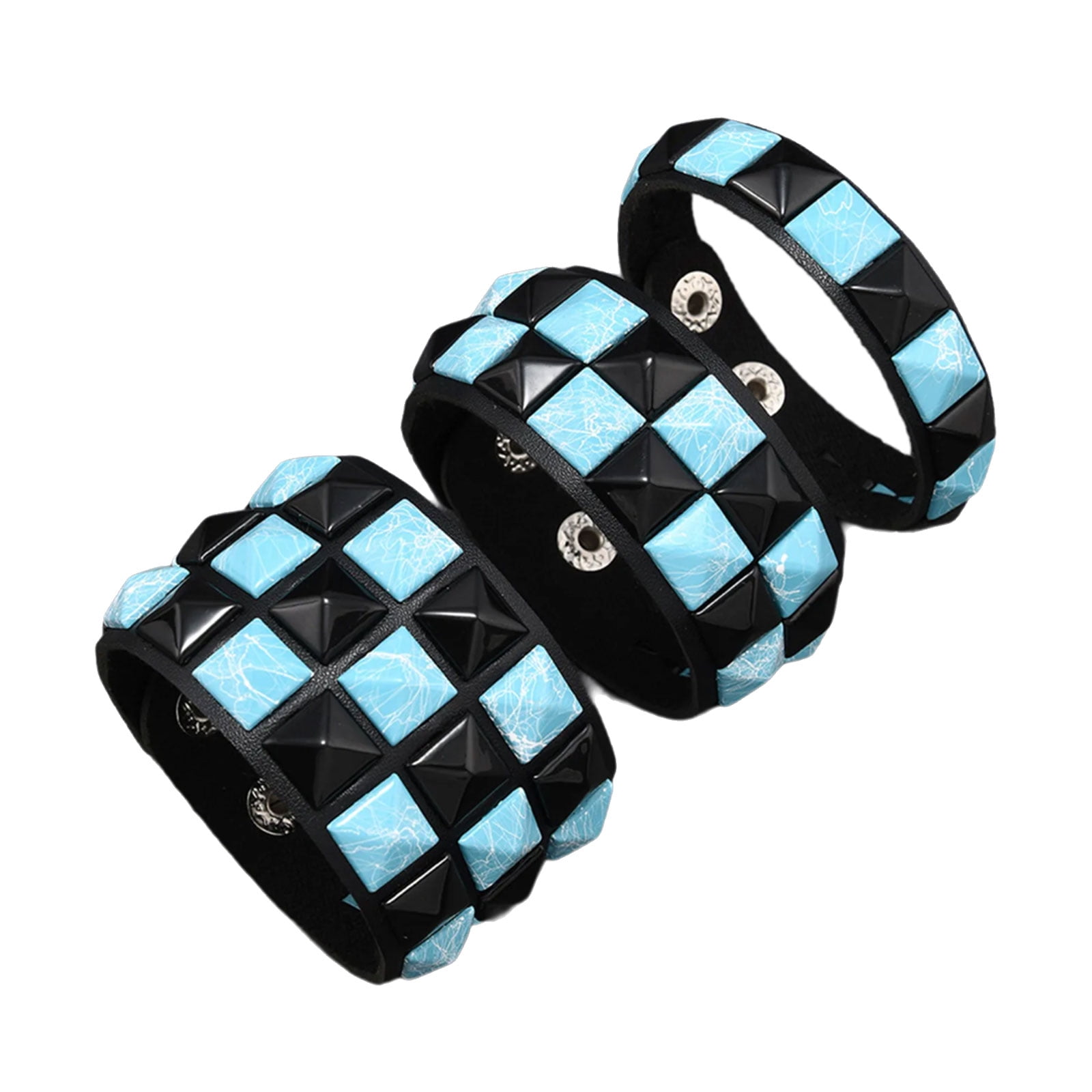 3 Piece/set Adjustable Gothic Hand Bracelets Punk Charm Square Rivets ...