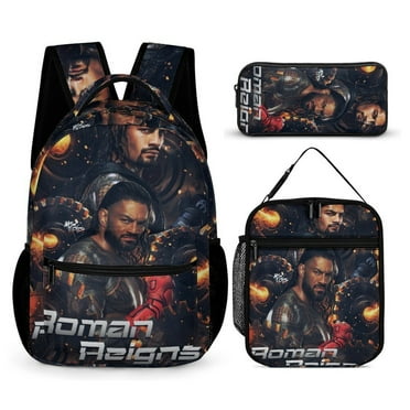 3-PieceW-W-E Roman Reigns Large Capacity Anime Backpack with Lunch Bag ...