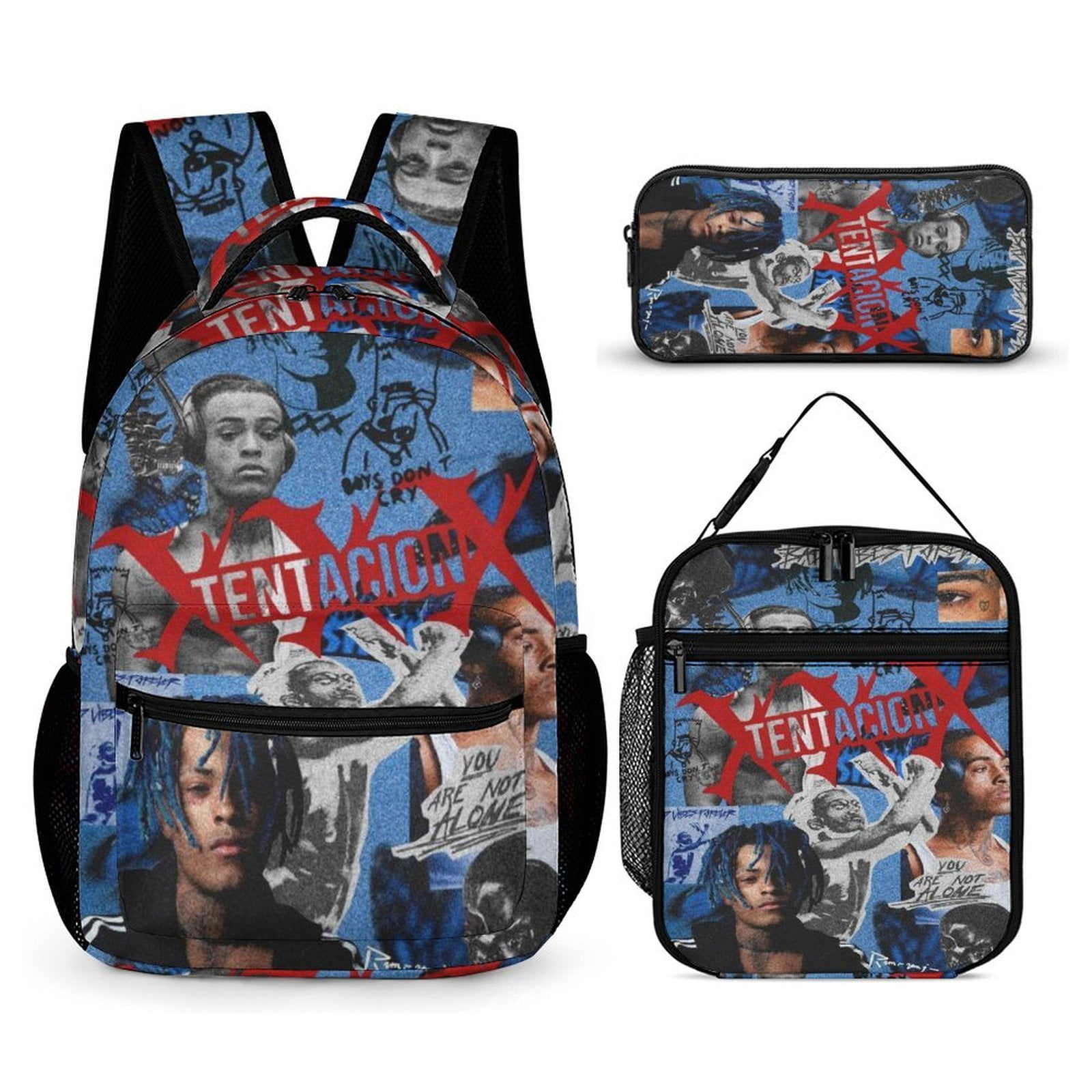 3-PieceXXX Singer Tentacion Large Capacity Anime Backpack with Lunch ...
