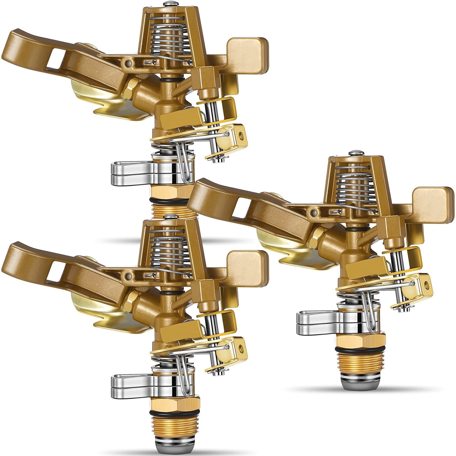 3 Pieces 1/2 Inch Brass Impact Sprinkler Head with Nozzles Heavy Duty ...