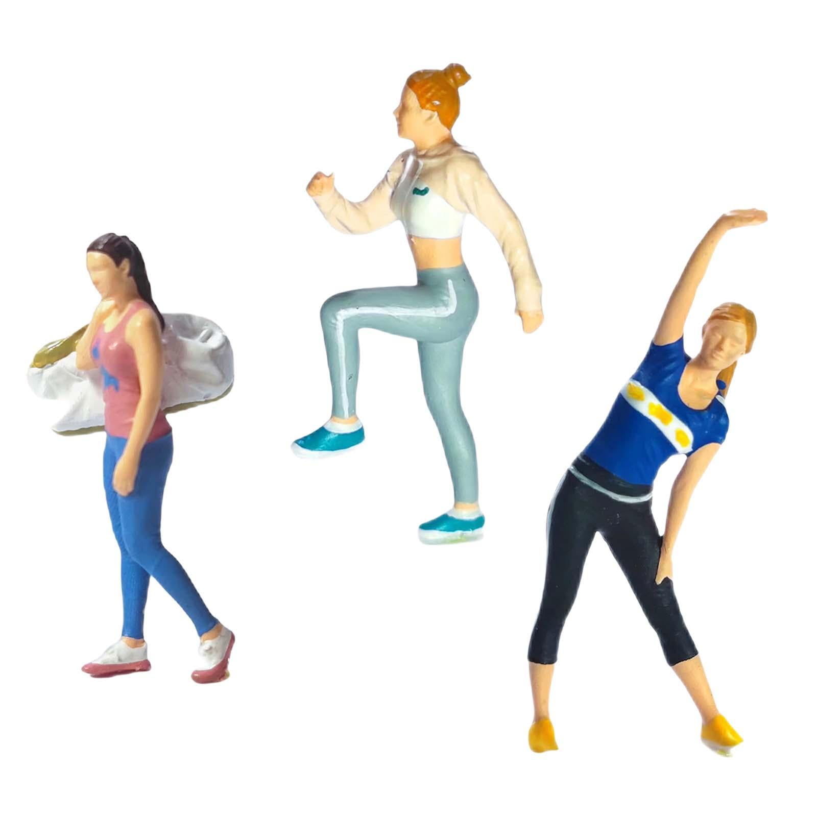 3 Pieces 1/64 Scale Figure Character Doll Woman Fitness Resin Model ...