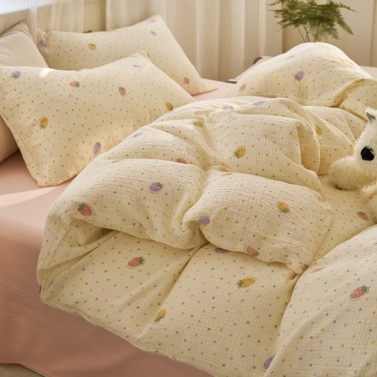 3 Pieces 100% Cotton Muslin Duvet Cover for Kids Girls Boys Shabby Chic ...
