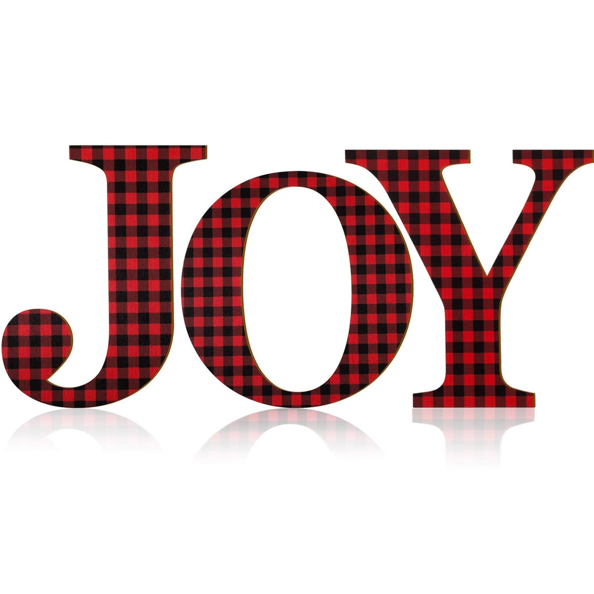 3 Pieces 12 Inch Christmas Buffalo Plaid Wooden Large Joy Letter Home ...