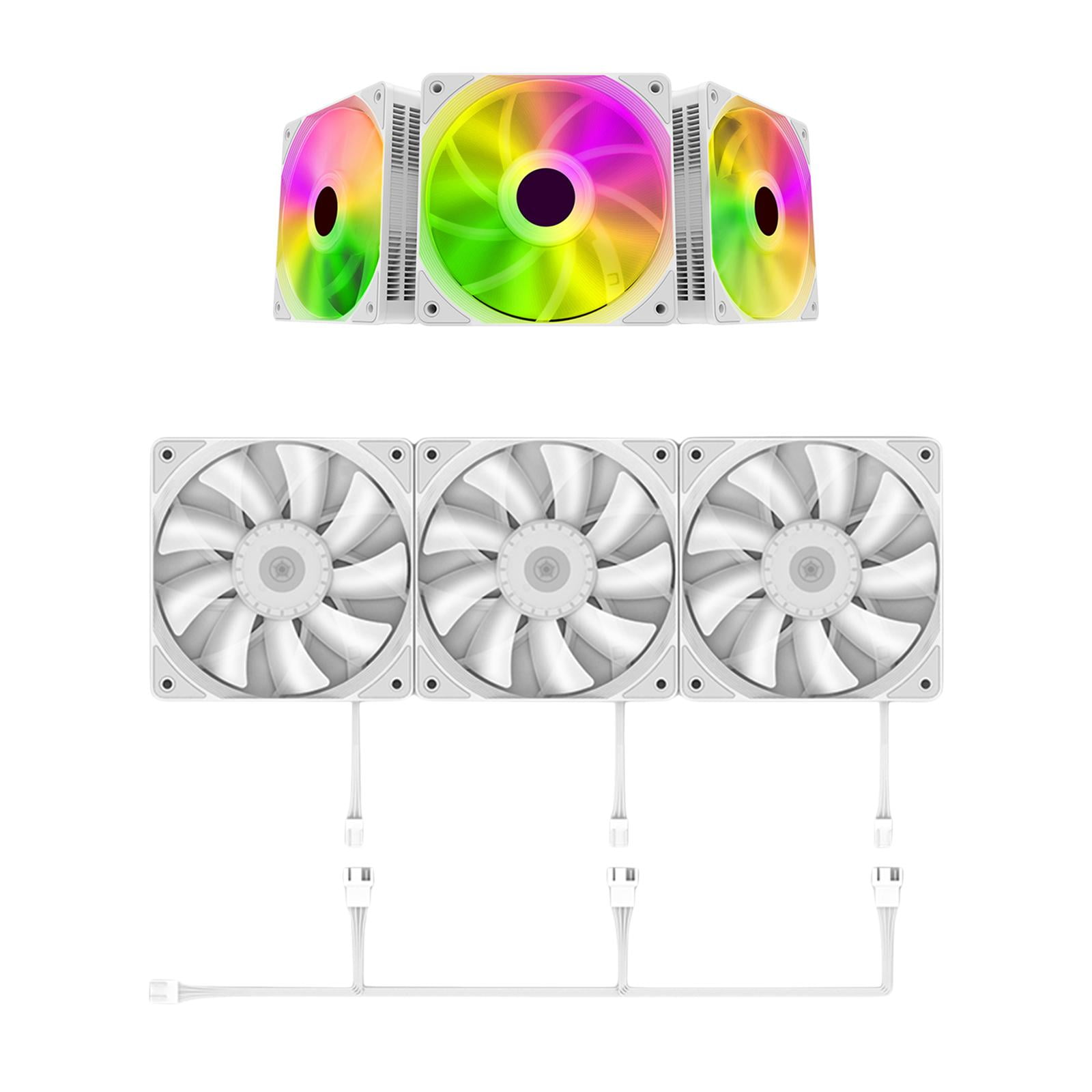 3 Pieces 120mm Case Cooling Fan 1200RPM RGB LED Lighting, Liquid 12V DC ...