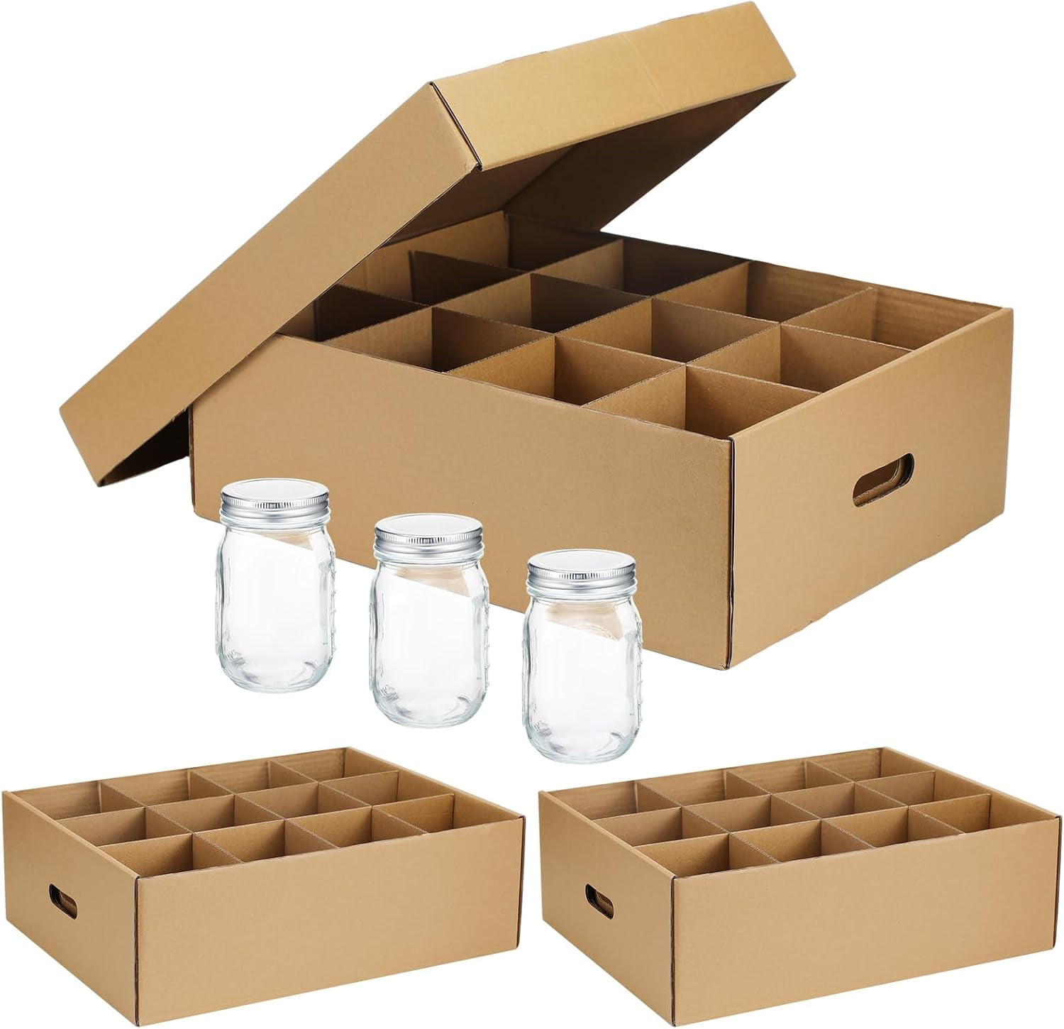 3 Pieces 16 oz Regular or Wide Mouth Mason Jar Storage Box Cardboard ...