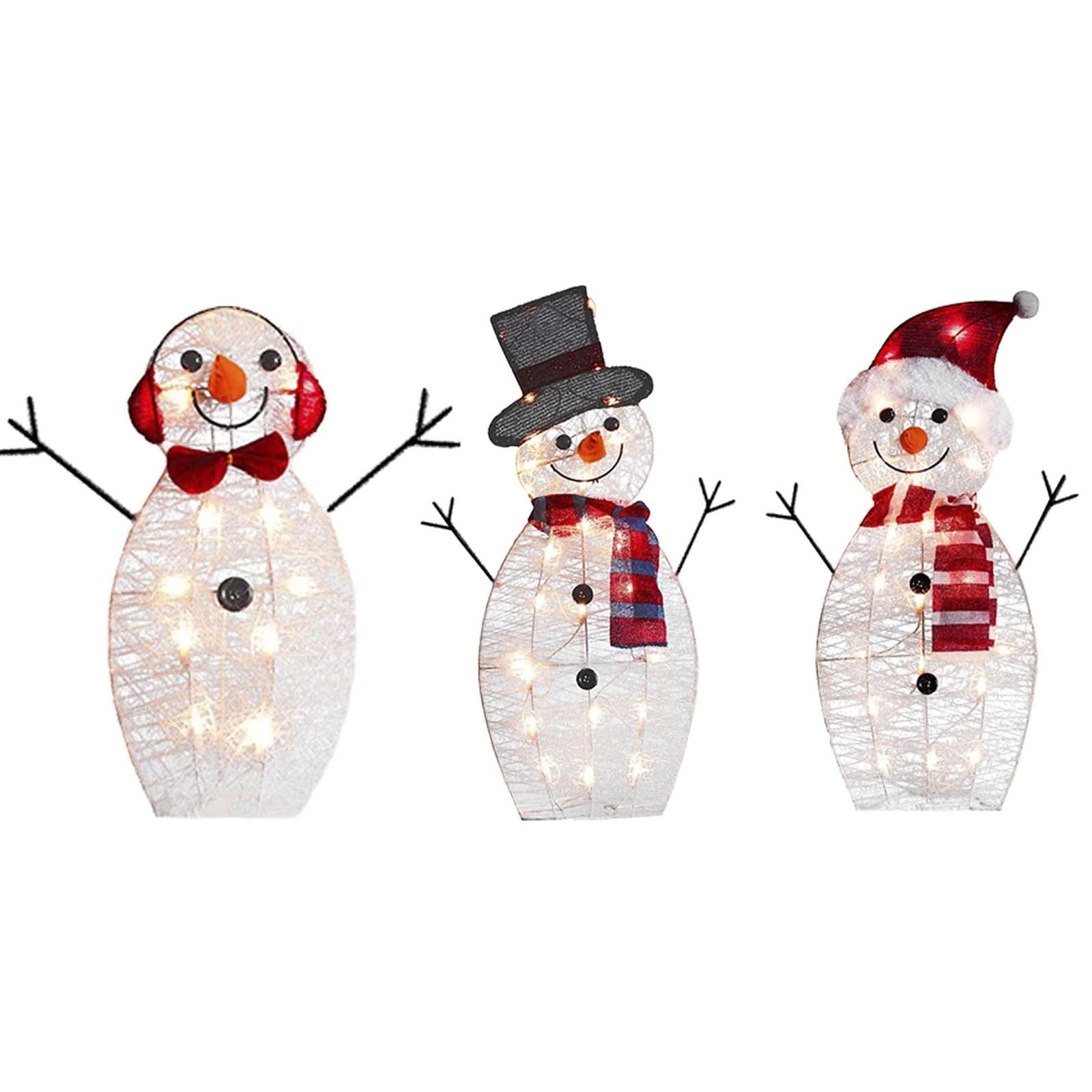 3 Pieces 2026 Christmas Lighting Snowman Outdoor Yard Decoration 20 ...