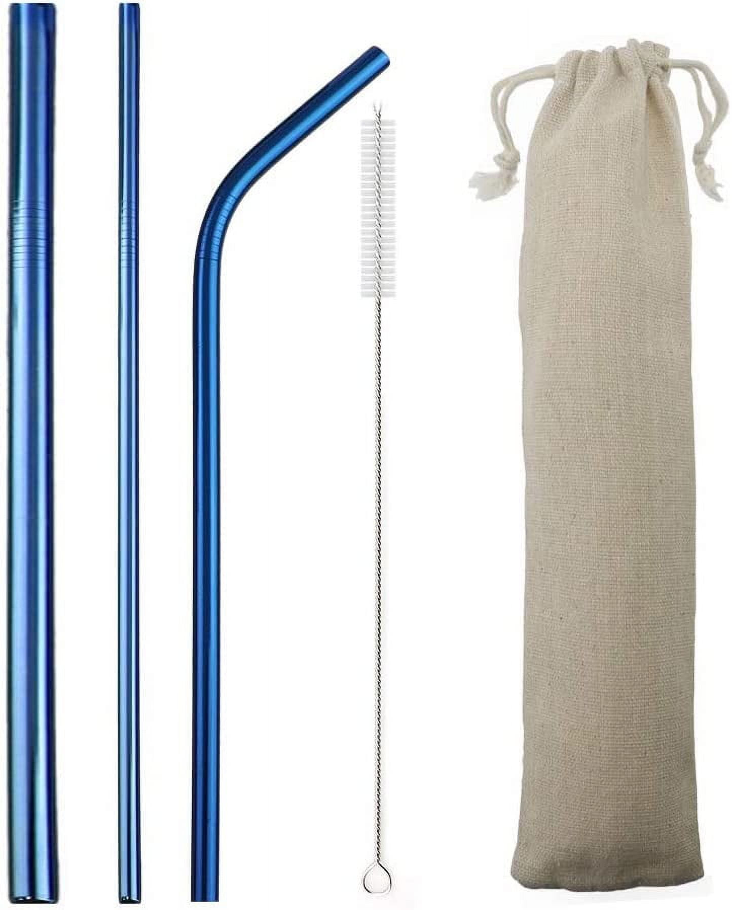 3 Pieces 304 Stainless Steel Metal Straws Set, 8.5 Inch Extra Wide ...