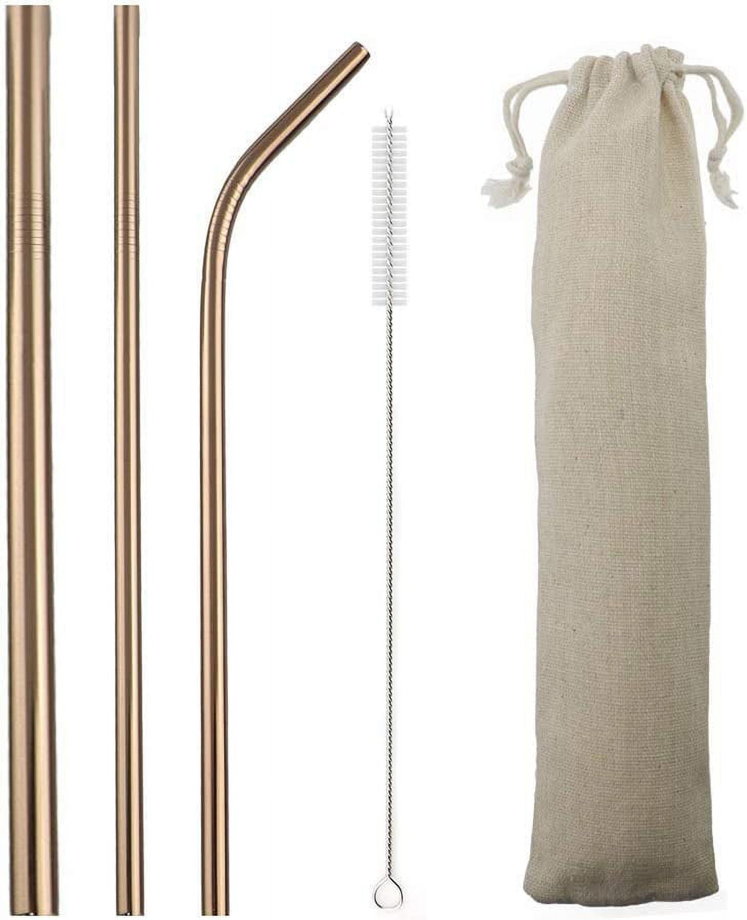 3 Pieces 304 Stainless Steel Metal Straws Set, 8.5 Inch Extra Wide ...