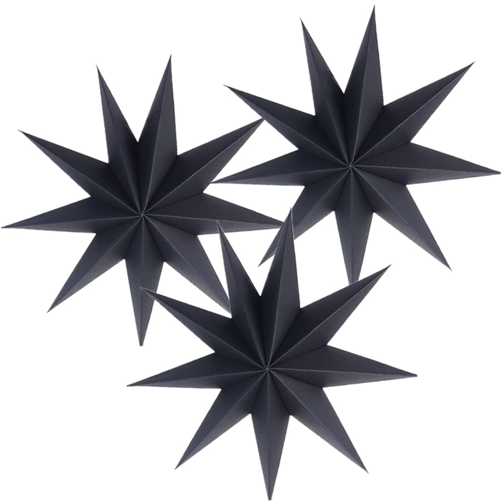 3 Pieces 3D 12" CM31 Large Paper Star Hanging Star Black Paper Star ...