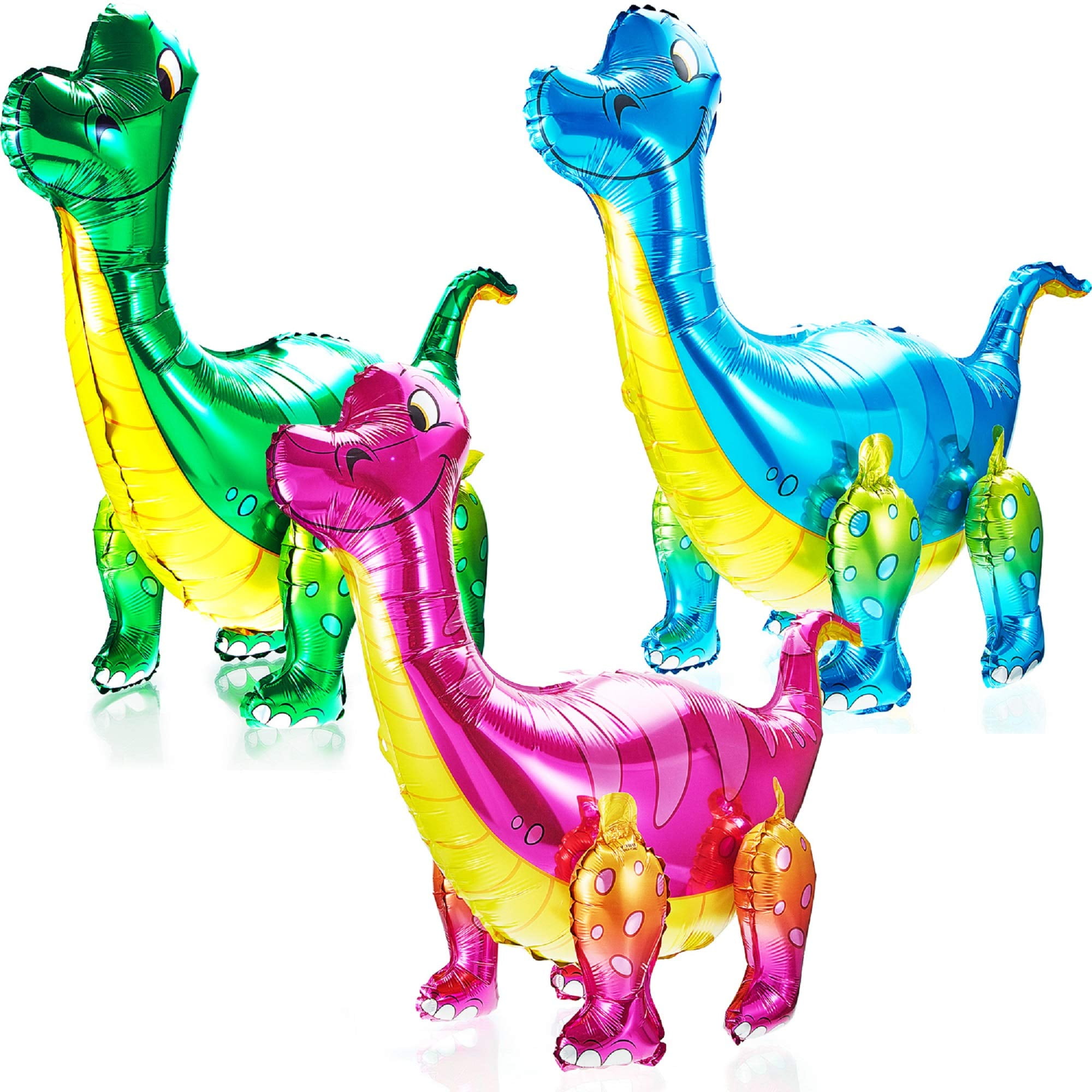 3 Pieces 3D Dinosaur Balloons Standing Dinosaur Balloons Foil Dinosaur ...